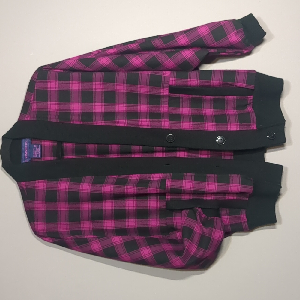 Magenta Pink Vintage Plaid Flannel Jacket/ Cardigan 8… - Gem